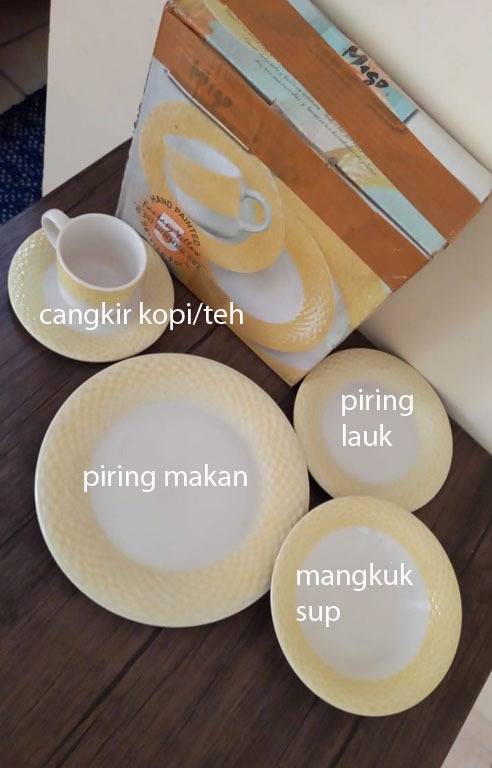 Piring Keramik Set atau Dinner Set Merk Migo Houseware Fantasy Yellow ...