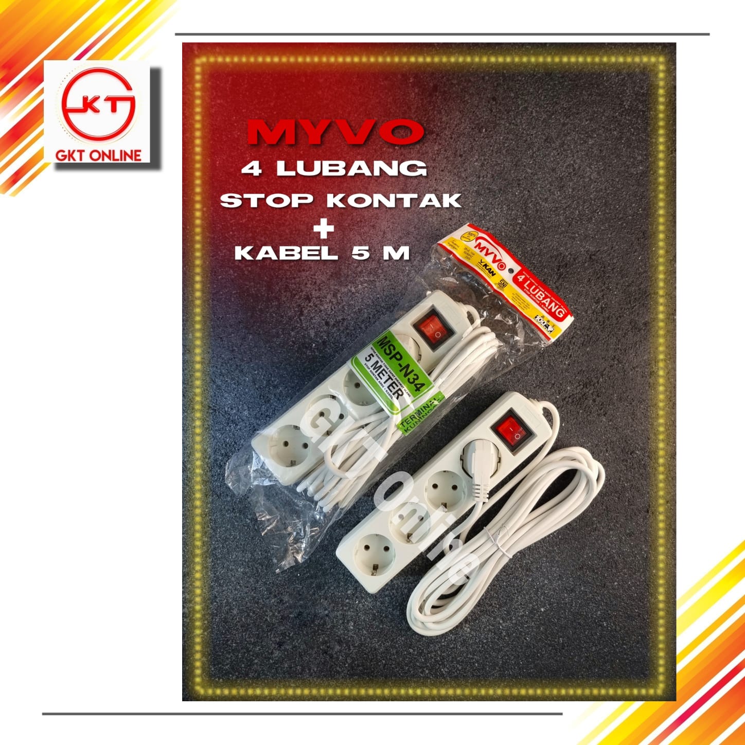 Stop Kontak Kabel MYVO 4 Lubang 5 Meter | Lazada Indonesia