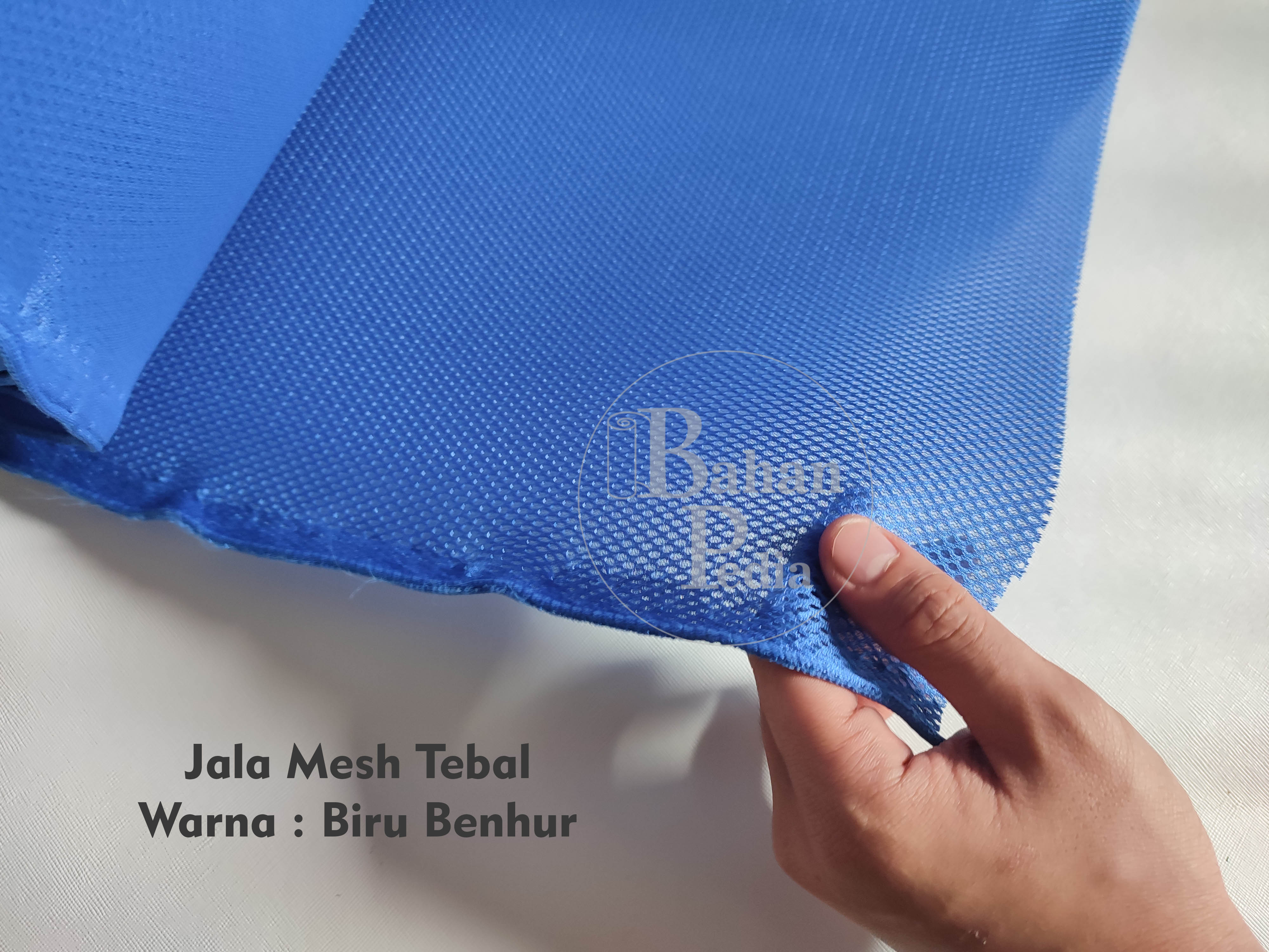 [Meter] Bahan Kain Sandwich Jala Mesh Double Jaring Busa Biru Benhur ...