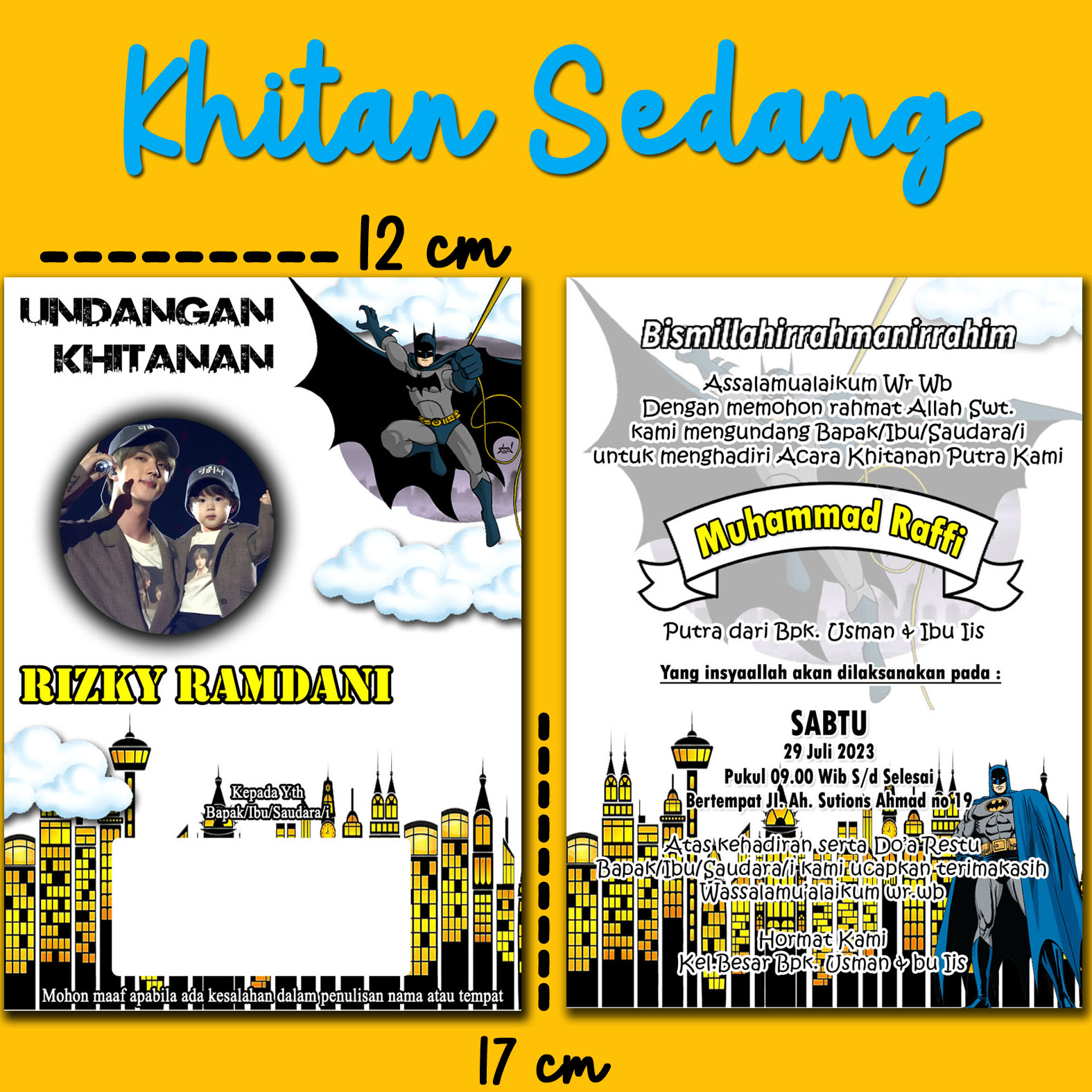 Undangan KHITAN SEDANG KS01 Simple ( 30 , 50 dan 100 pcs ) dan Murah ...