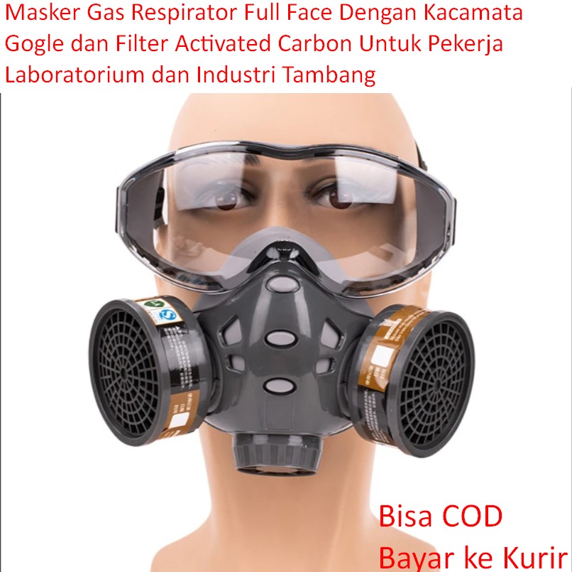 Masker Gas Respirator Full Face Dengan Kacamata Gogle dan Filter ...