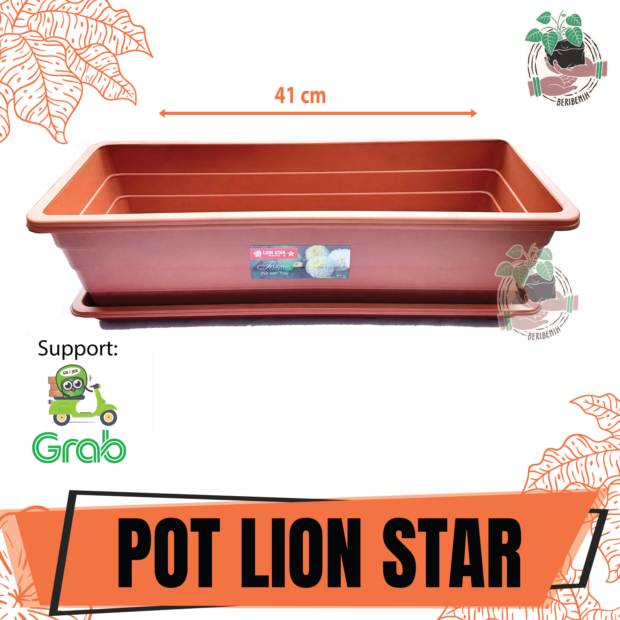 Pot Bunga Tanaman Hias Kotak Persegi Panjang Tray Lion Star Merah bata ...