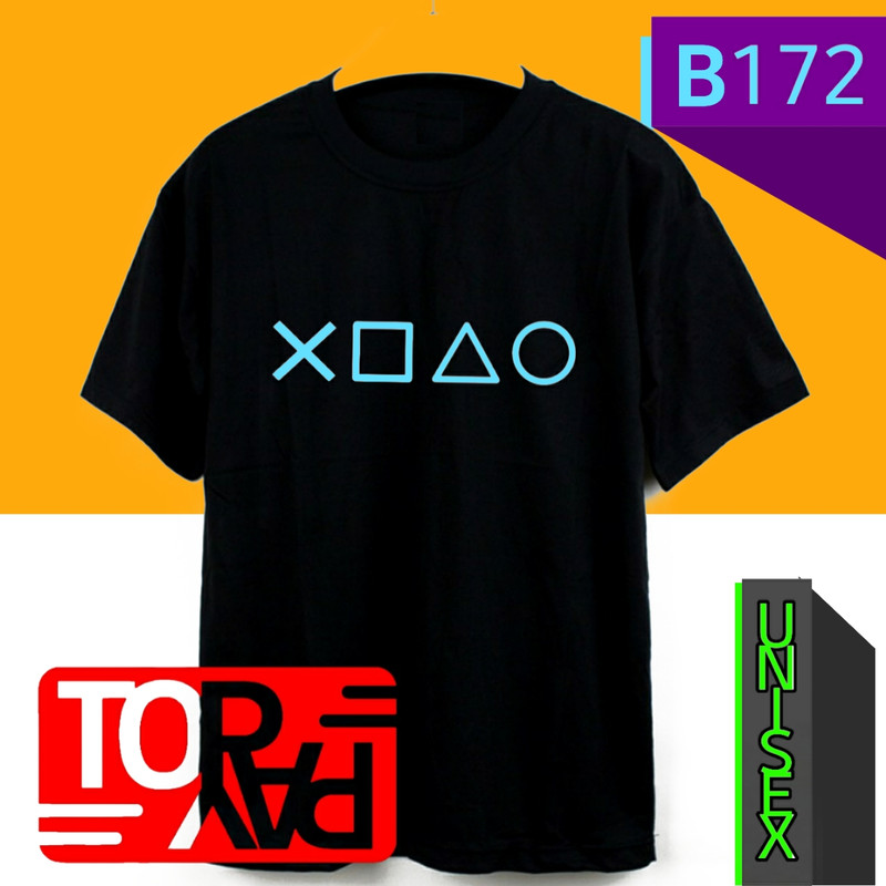 baju pria B172 kaos hitam kata button stik game kali kotak segitiga bulat laki | Lazada Indonesia