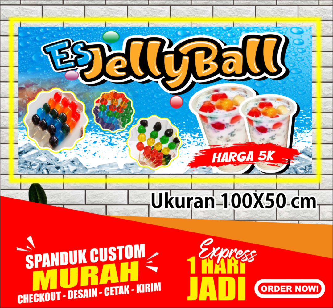 Banner Es Jelly Ball, Spanduk Jelly Ball, ukuran 100x50cm, COD. Banner ...