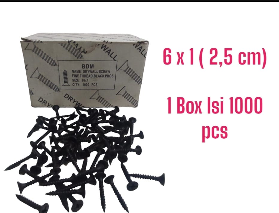 Skrup Gypsum Baut Gypsum Sekrup Hitam 6 x 1 in | Lazada Indonesia