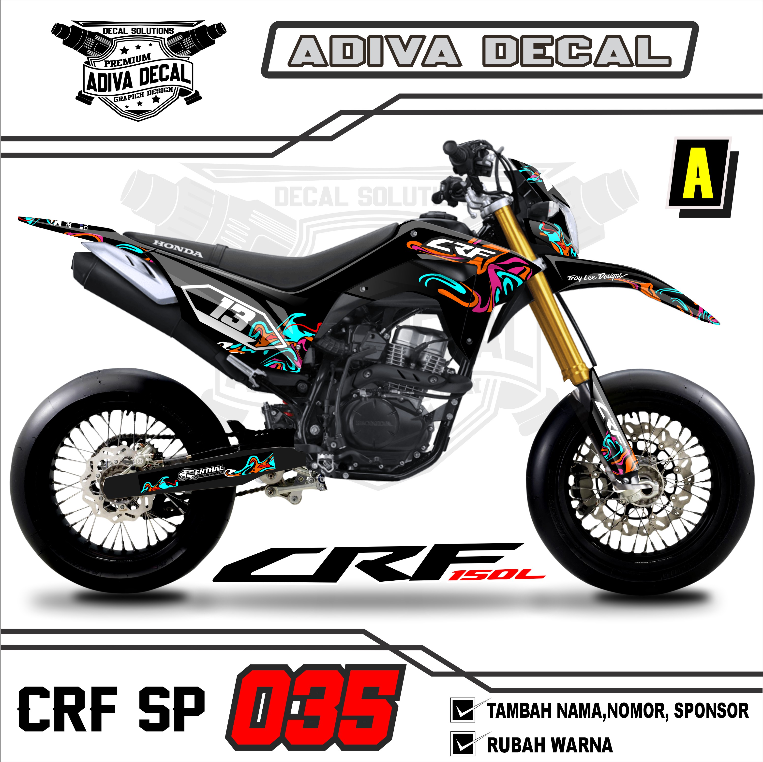 DECAL MOTOR CRF 150 L TRAIL SUPERMOTO KEREN - DEKAL STIKER CRF 150 035 ...