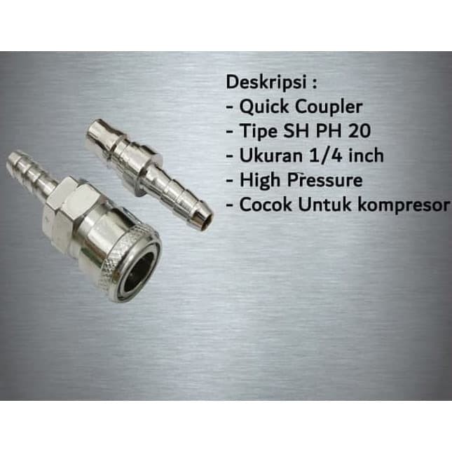 Quick Coupler / Nepel Sambungan Selang Angin Kompresor Female 1/4 ...