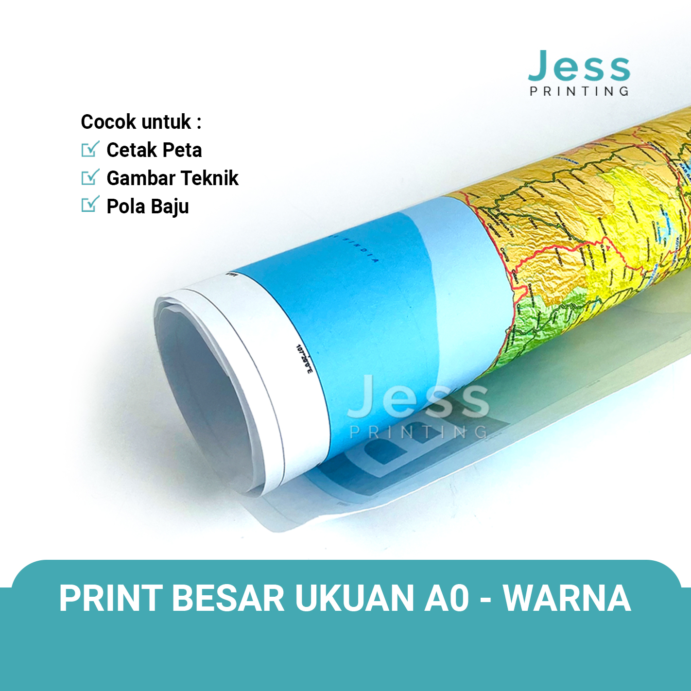 Print Cetak Gambar Ukuran Besar A0 A1 A2 Berwarna Bahan Kertas HVS ...