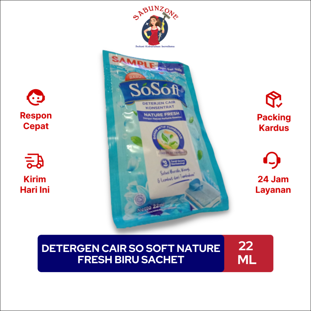 Detergen Deterjen Cair So Soft Nature Fresh Biru Sachet 22 ml | Lazada ...