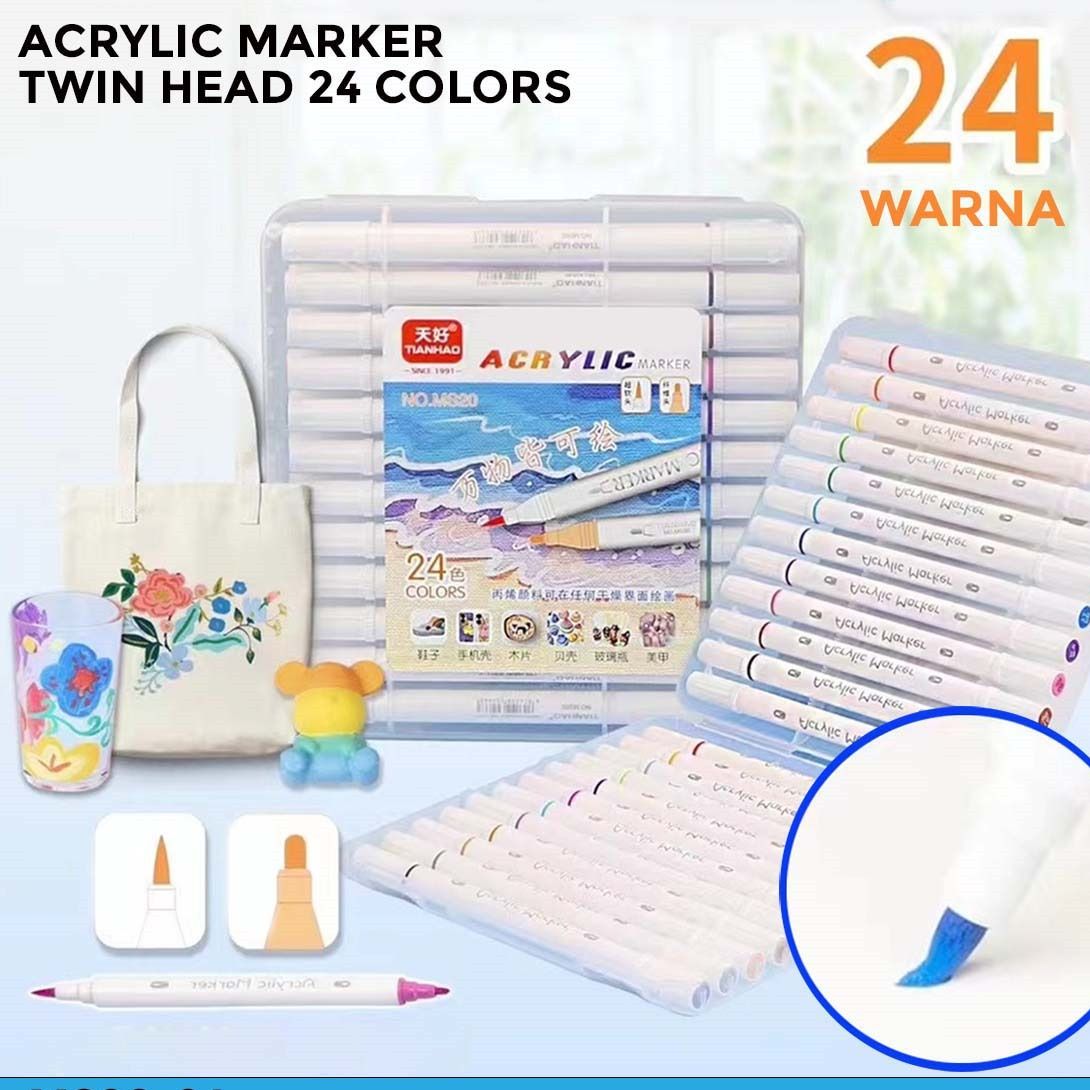 Spidol Akrilik Dua Mata Ujung/Acrylic Marker Twin Head Warna MS20 ...