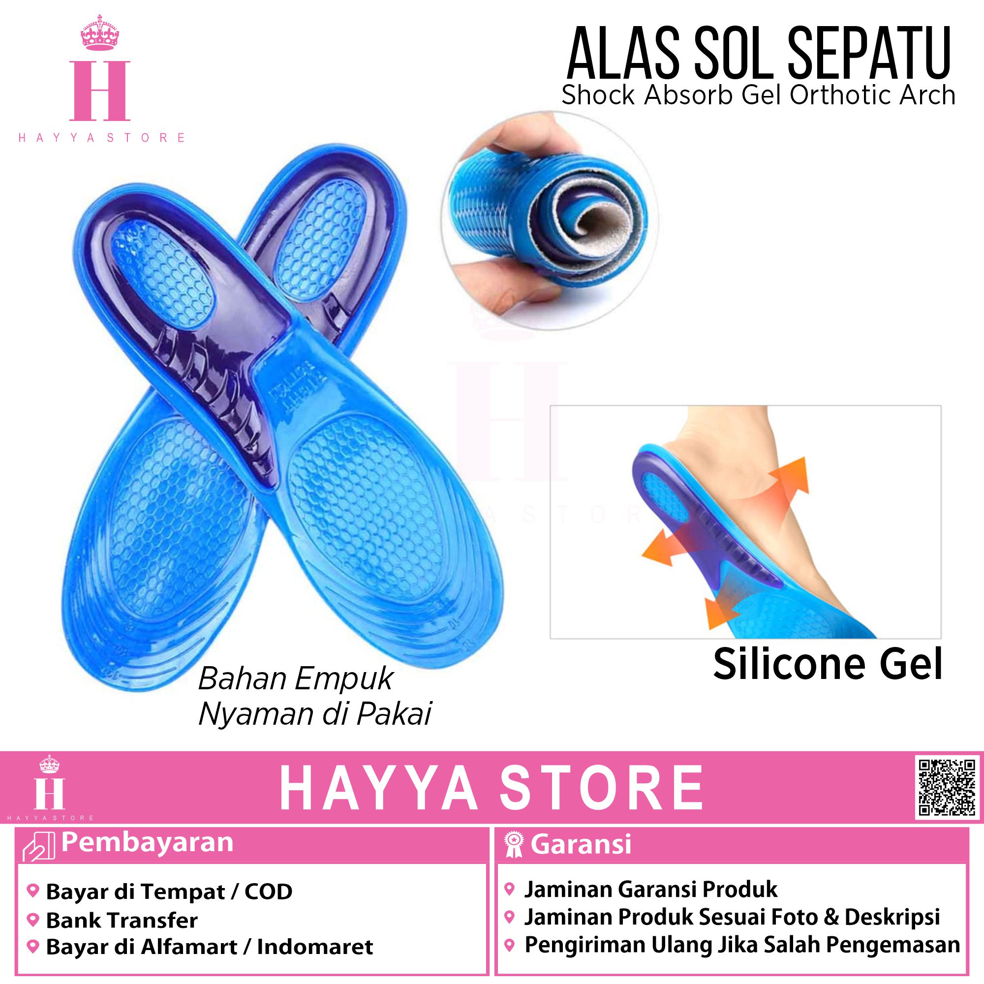 Alas Sol Dalaman Sepatu / Shock Absorb Gel Orthotic Arch Silicone Gel 1 ...