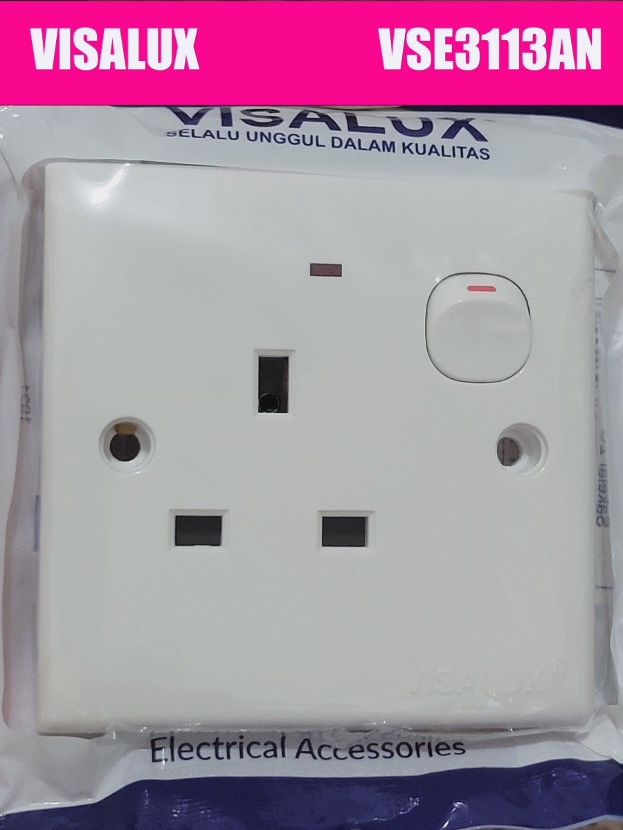 Visalux VSE3113AN Stop kontak Ac + Lampu + saklar socket 13A 1G Tanam | Lazada Indonesia