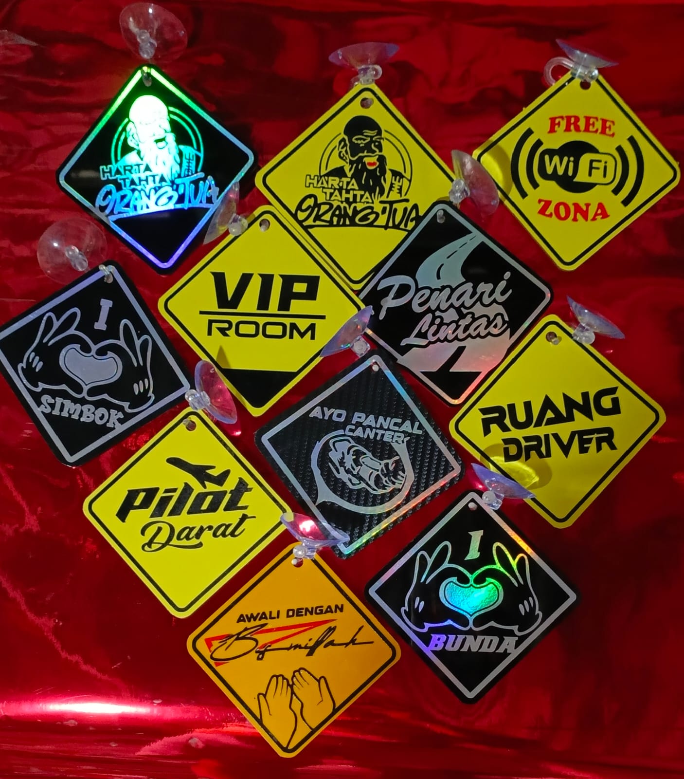 TERBARU STICKER GANTUNGAN KACA AKRILIK GAMBAR BOLAK BALIK 10 PCS BISA ...