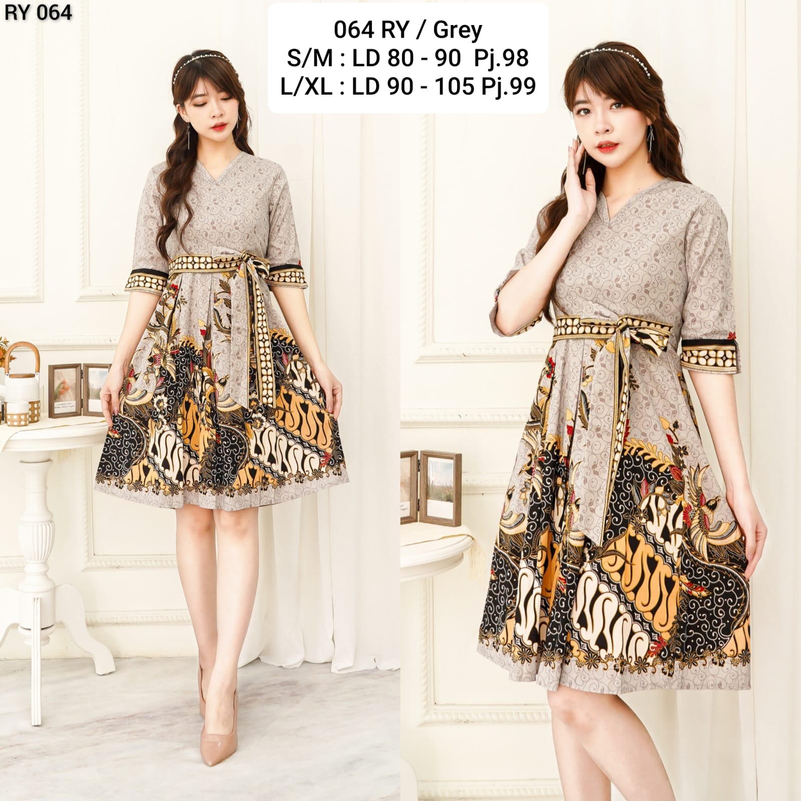 Dress Batik Wanita 064 RY Standar dan Jumbo / Dress Batik Fashion ...