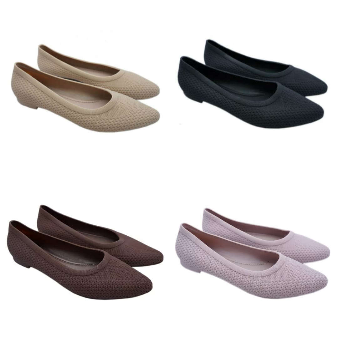 (COD) Sepatu Formal Jelly Karet Wanita Lancip Motif Polos Porto BTS ...