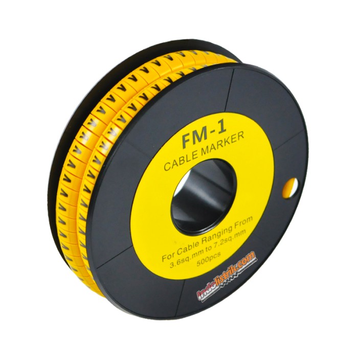 Kabel Marker Huruf V Label Marker Cable FM 1 Kuning Nintoku HANDAL ...