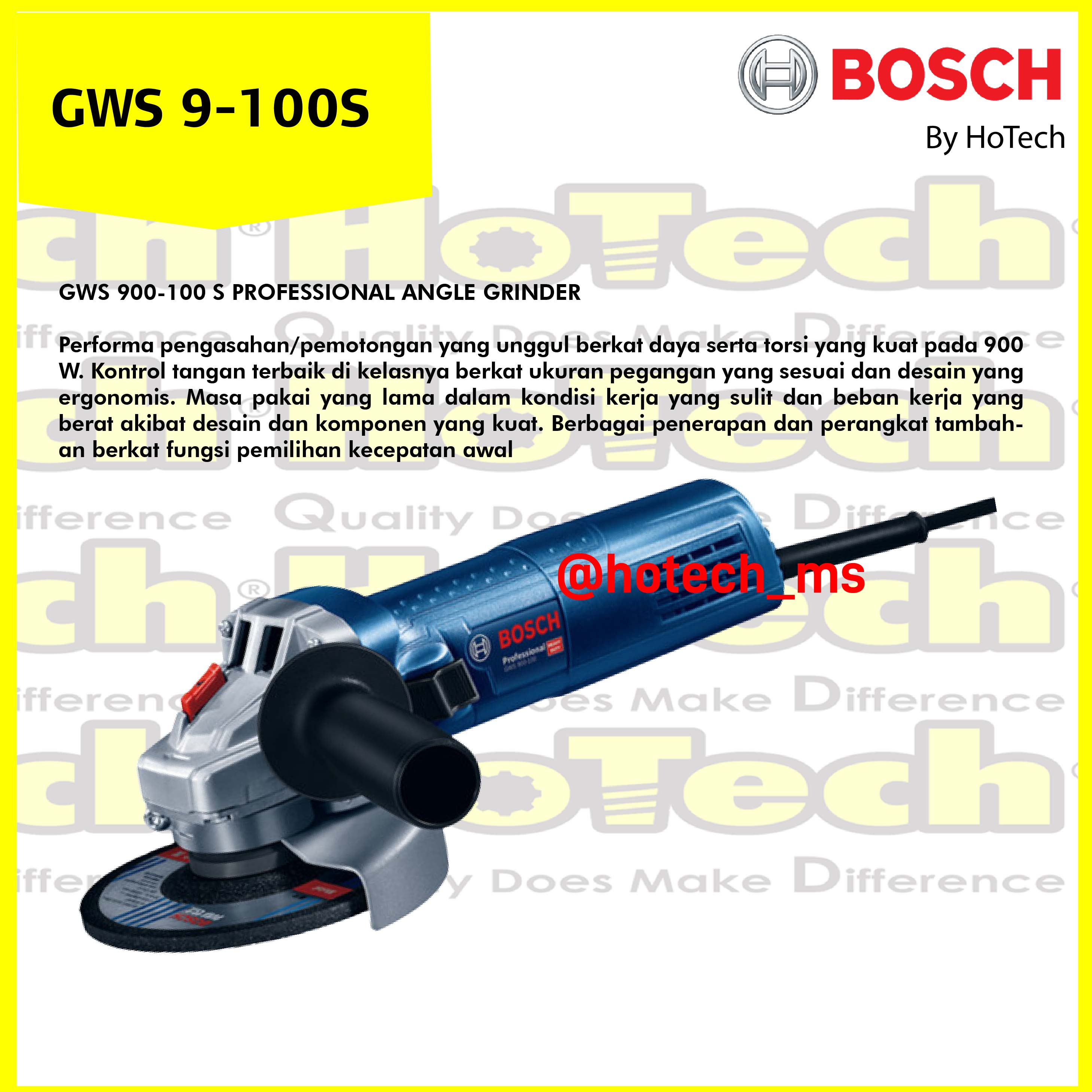 BOSCH Small Angle Grinder GWS 9-100 S | Gerinda Tangan 4" GWS 9-100 S | Mesin Gerinda 4" Bosch ...