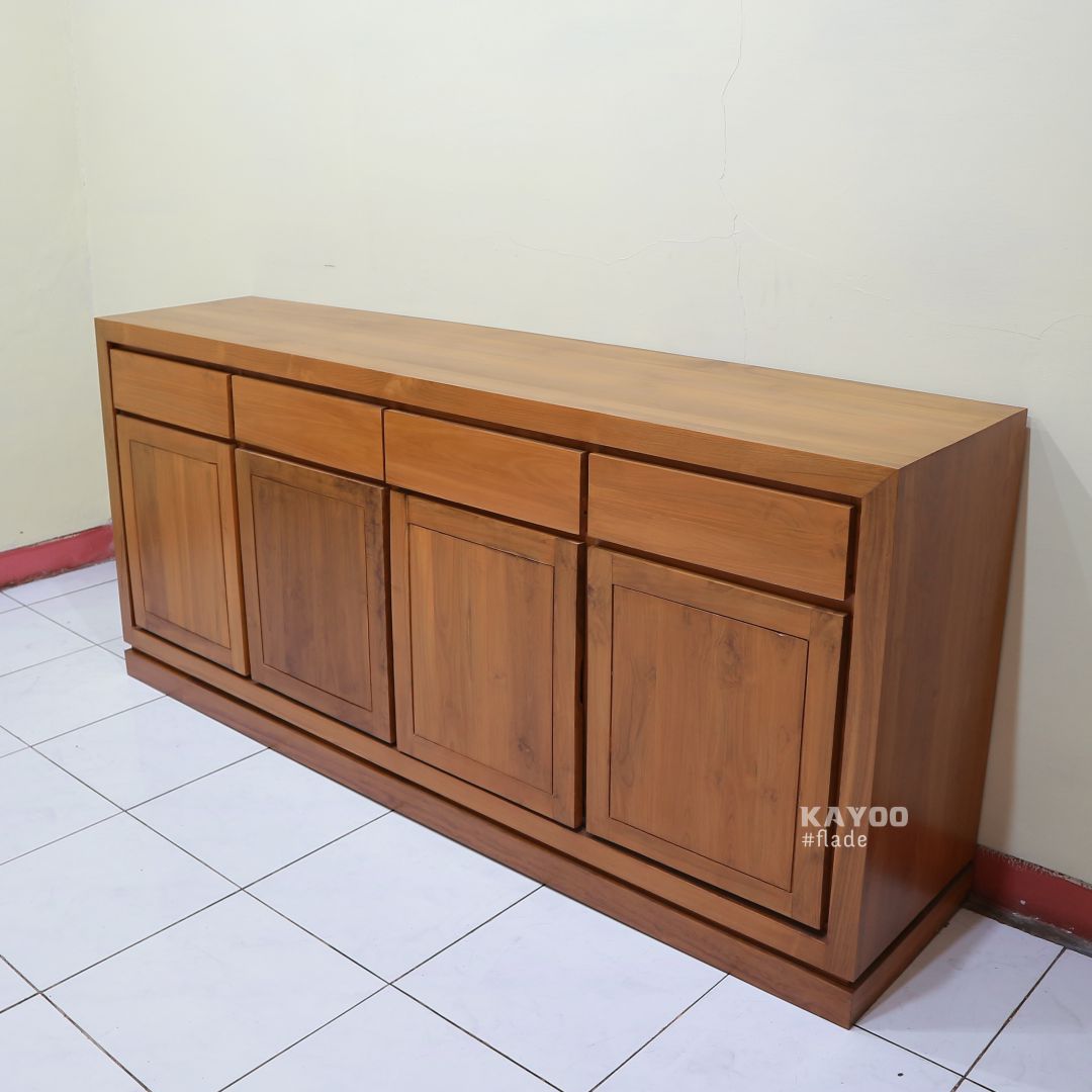 bufet tv minimalis 4 pintu 4 laci panjang 2 meter / bupet tv kayu jati ...