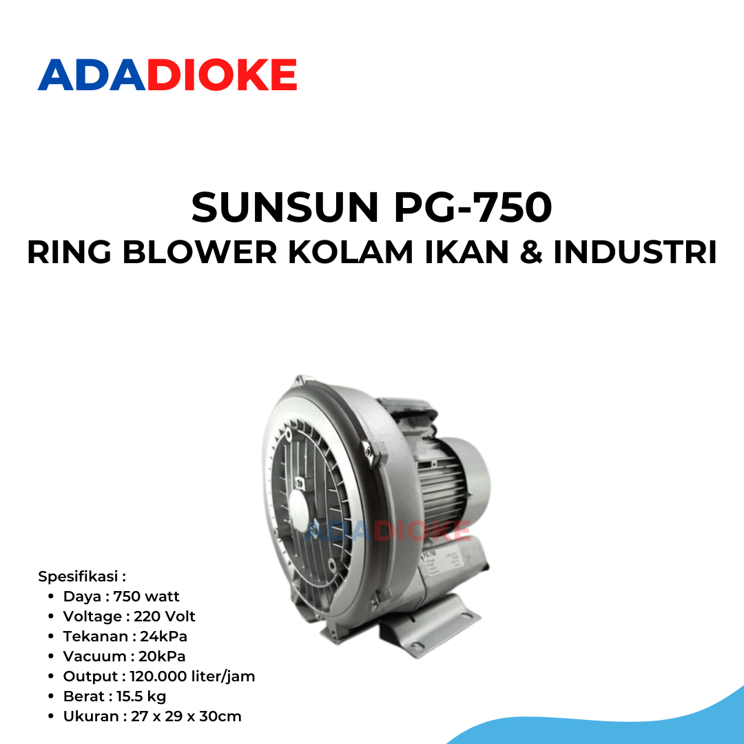 SUNSUN PG-750 PG750 RING BLOWER KOLAM IKAN INDUSTRI PENGOLAH LIMBAH ...