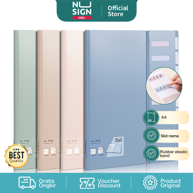 Nusign File Holder / Map Dokumen A4 6 Slot Muat Banyak Warna Pastel ...