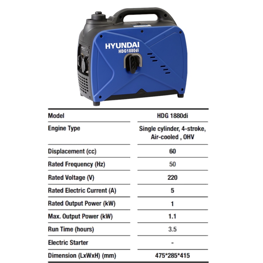 Genset Silent Portable HYUNDAI HDG1880DI 1000Watt / Generator Silent ...
