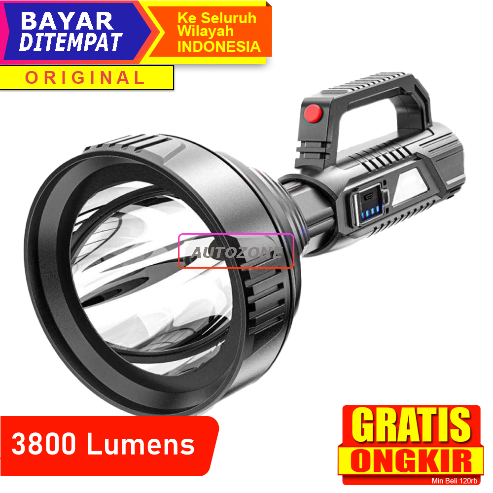 Senter Besar Jarak Jauh 2000 Meter 2Km Ori Jumbo Senter LED Cas Listrik ...