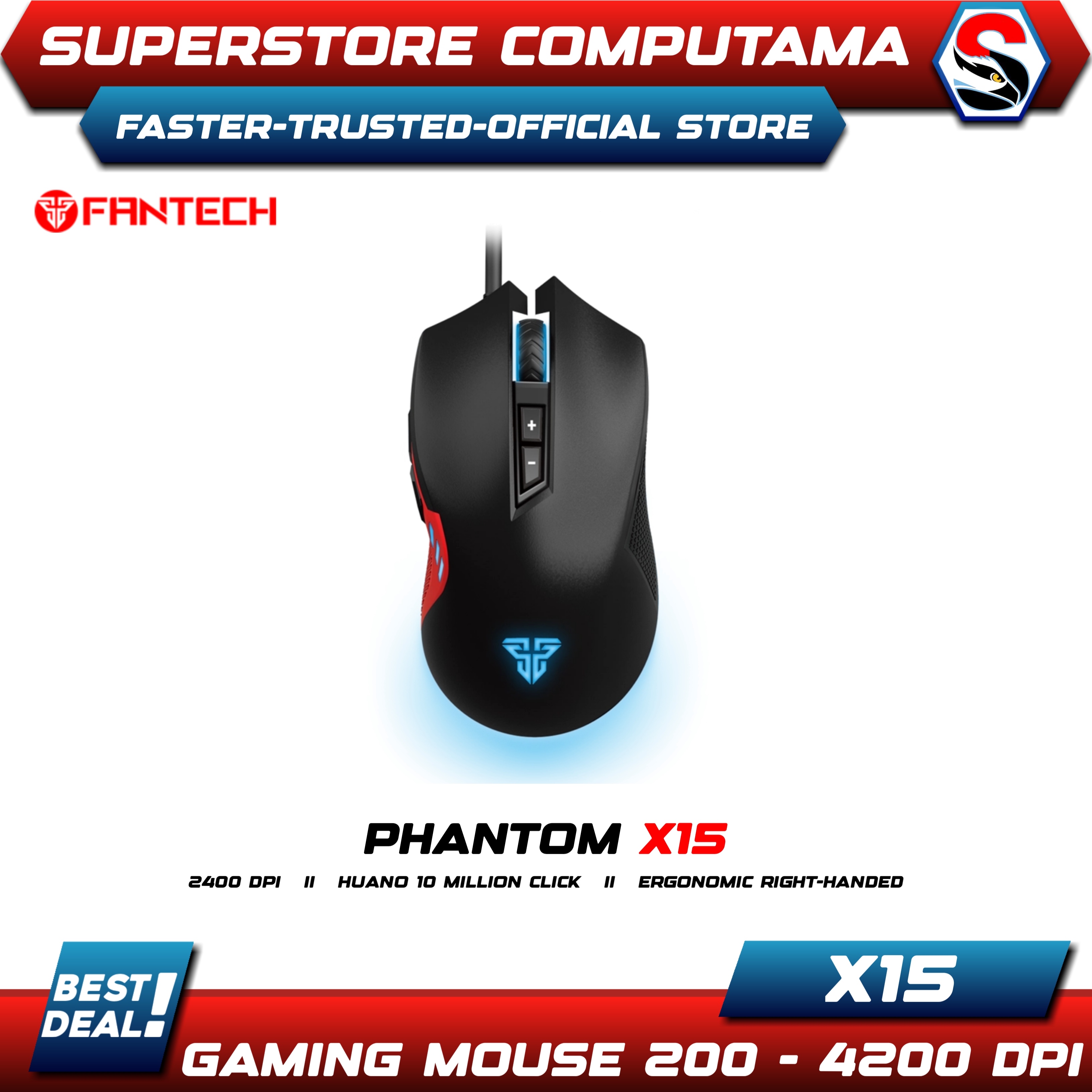 Fantech X15 Phantom Macro RGB Gaming Mouse 7 on 4800 DPI | Lazada Indonesia