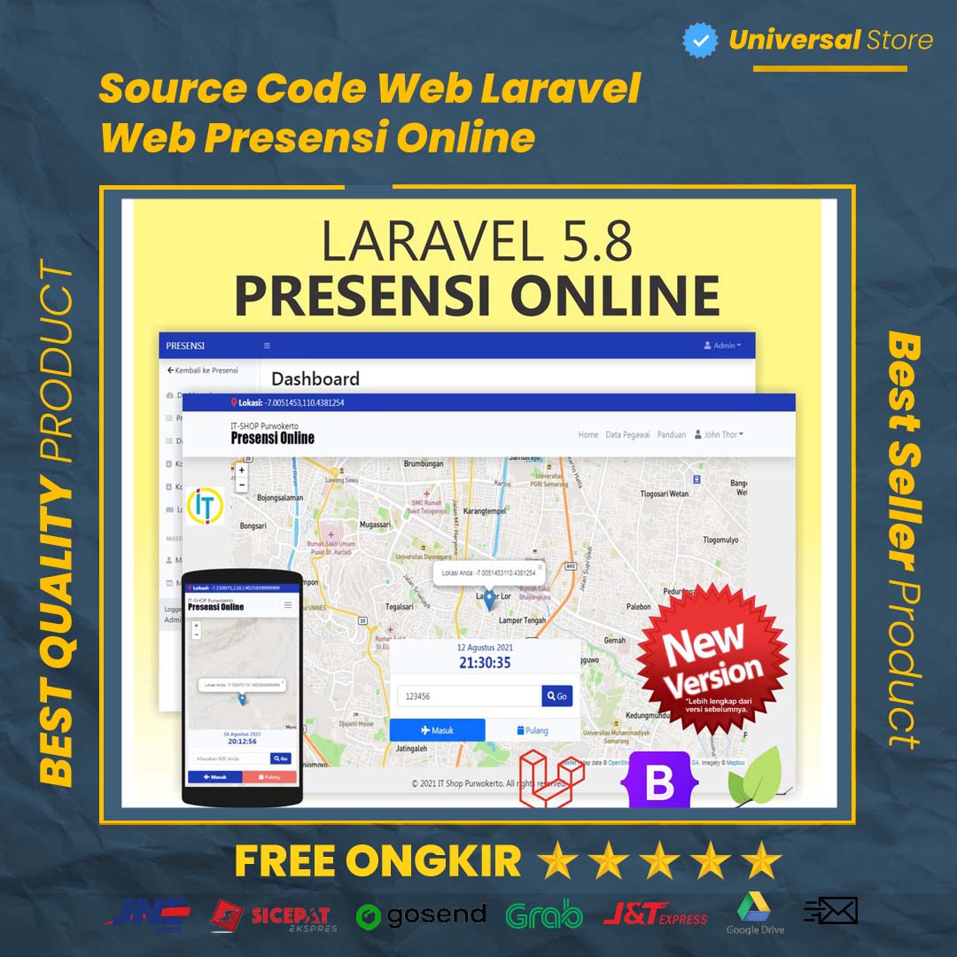 Source Code Web Laravel Web Presensi Online WFH Fitur Lokasi Maps Leaflet JS Work from Home ...