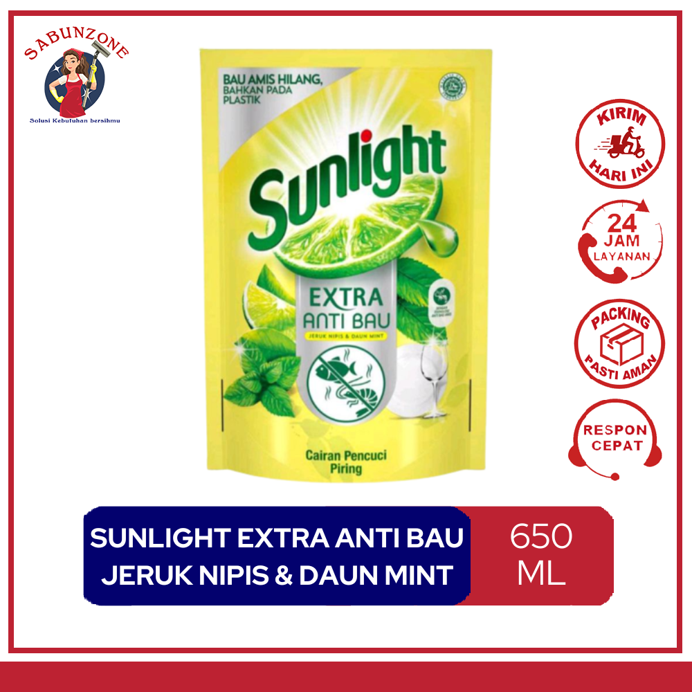 Sabun Cuci Piring Sunlight Extra Anti Bau Jeruk Nipis & Daun Mint 650 ml | Lazada Indonesia