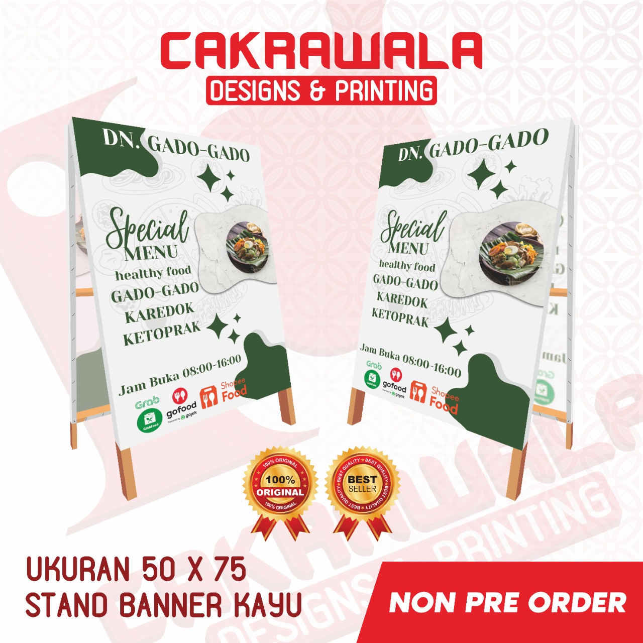 STAND BANNER KAYU UKURAN 50 X 75 - STAND BANNER KAYU CUSTOM - STANDING ...