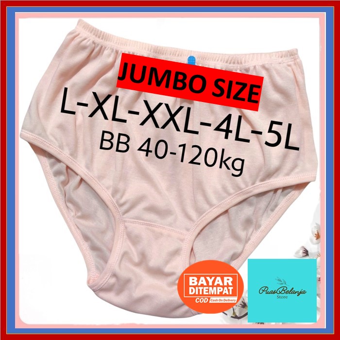 Celana Dalam Wanita Katun JUMBO SIZE 5L 4L 3L XL L CD Wanita Jumbo CD Ibu Hamil Tebal Ecer ...
