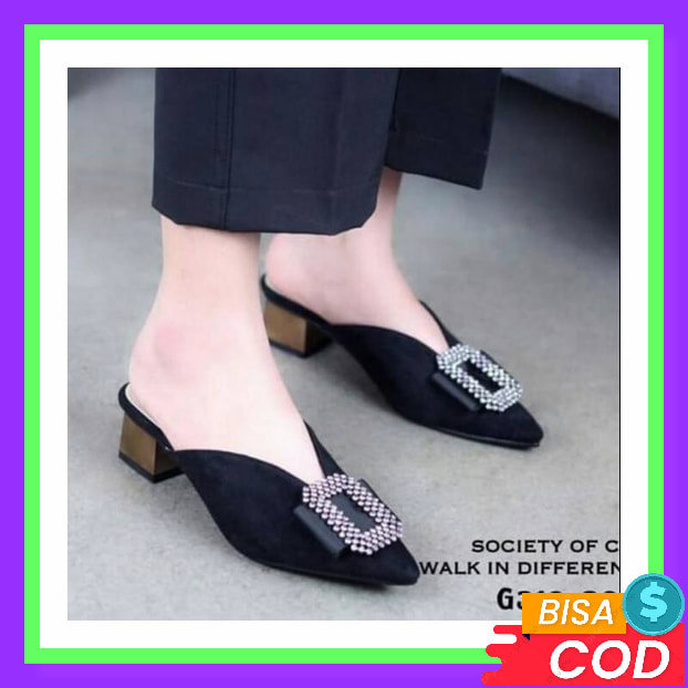 Heels Wanita Simple Elegan Hills 5Cm Simpel Highhills Wedges Hitam ...