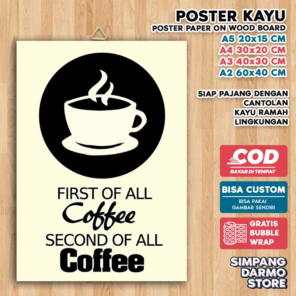 Poster Kayu Qoute Kalimat Motivasi Tema Kopi Hiasan Dinding Bingkai ...