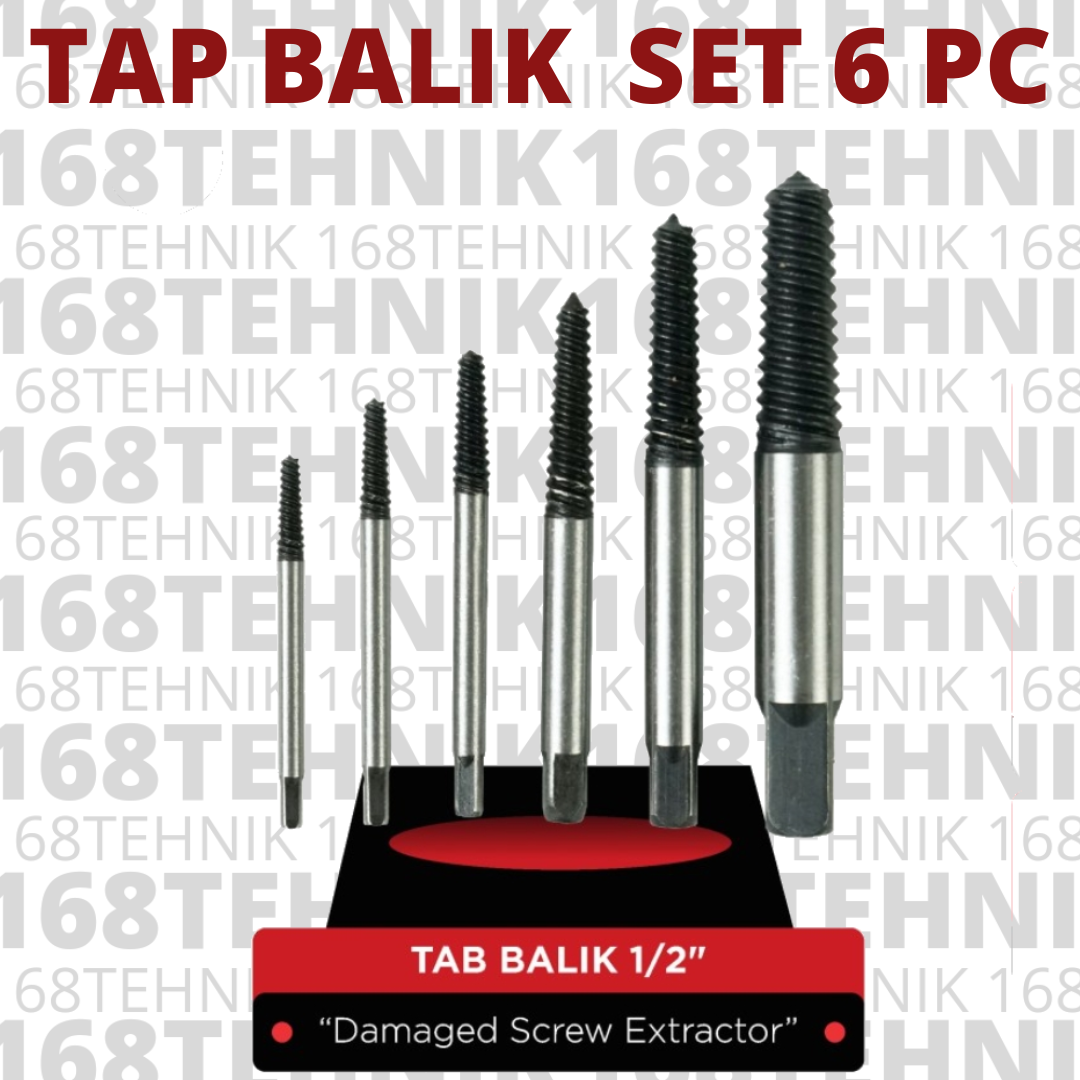 TAP BALIK SET 6 PCS / SCREW EXTRACTOR / ALAT PEMBUKA BUAT RUSAK PATAH ...