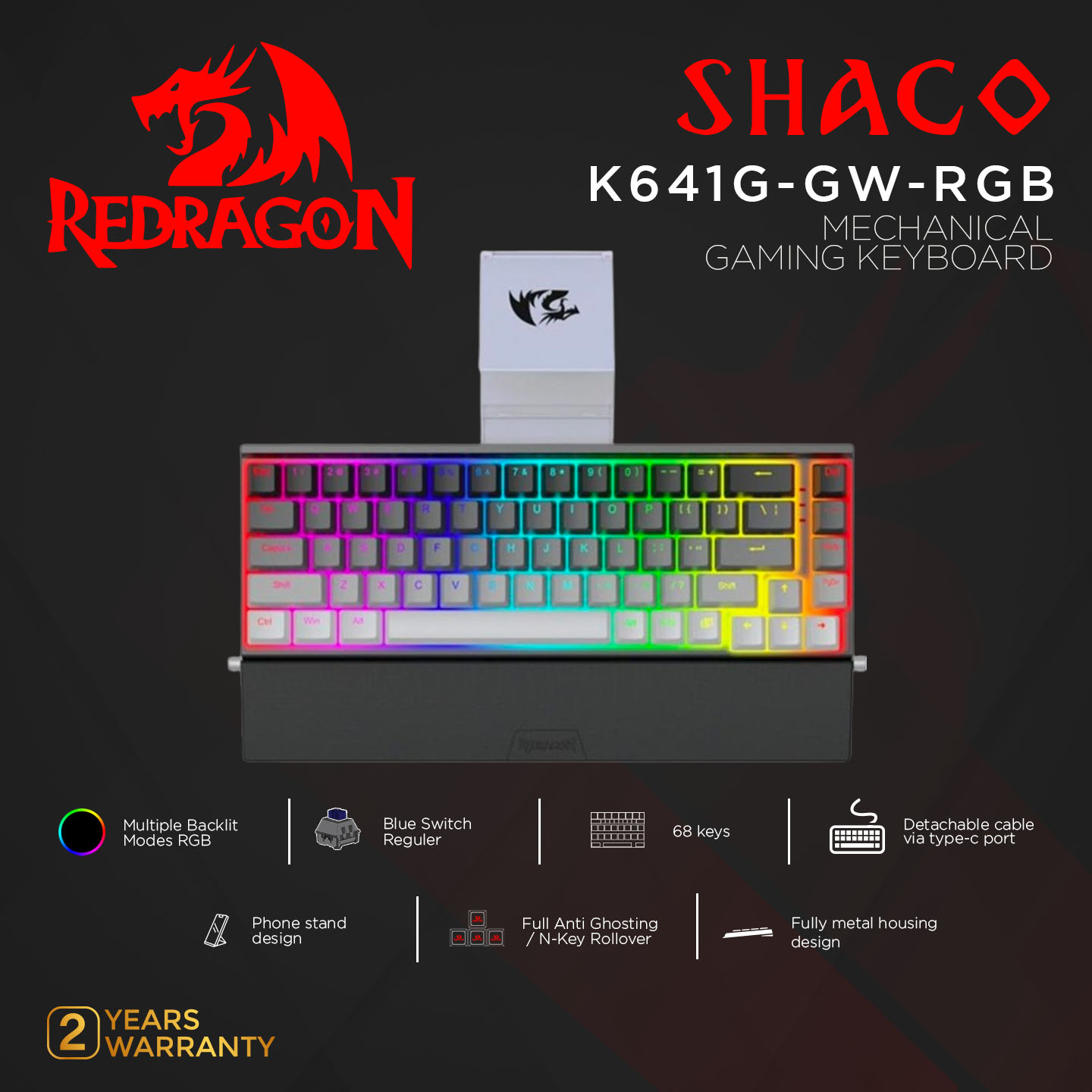 Redragon Aluminum Gaming Mechanical Keyboard SHACO - K641 RGB | Lazada ...