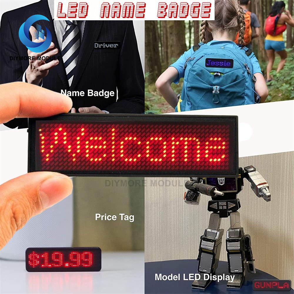 Name Tag LED Running Text Mini Board Portable with Bluetooth NAME BADGE ...