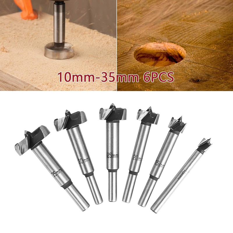 6PCS Forstner Drill Bit Cemented Carbide Woodworking Hole Saw HSS Drill ...
