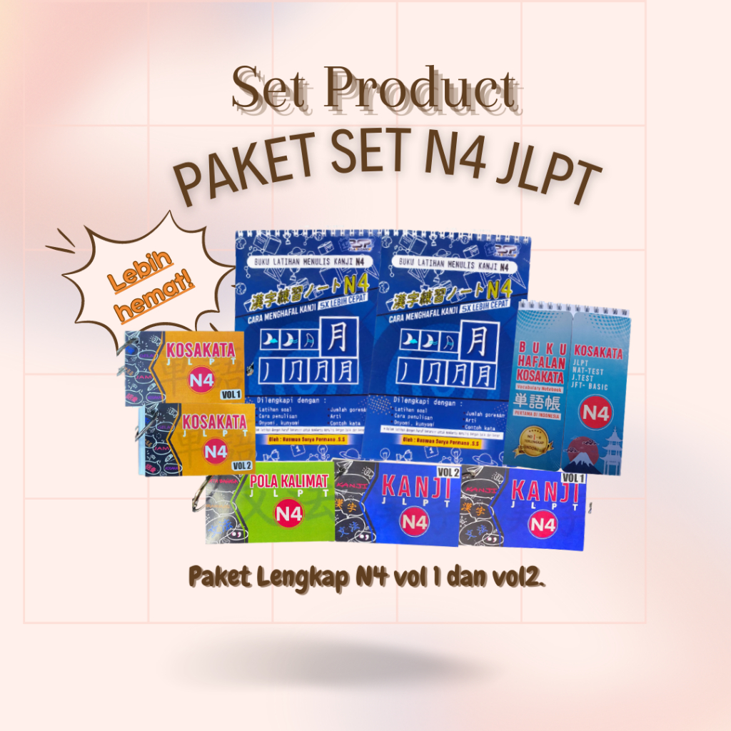 Flashcard PAKET LENGKAP JLPT N5&N4 Kamus Belajar dan Menghafal Bahasa Jepang Kartu Edukasi ...