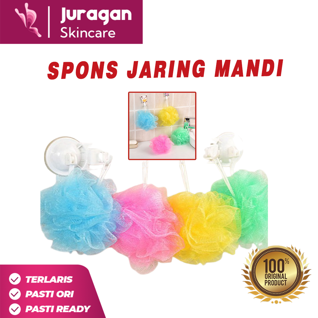 Spons Mandi Jaring Shower Bath Puff - Sponge Ball Super Busa Spon ...
