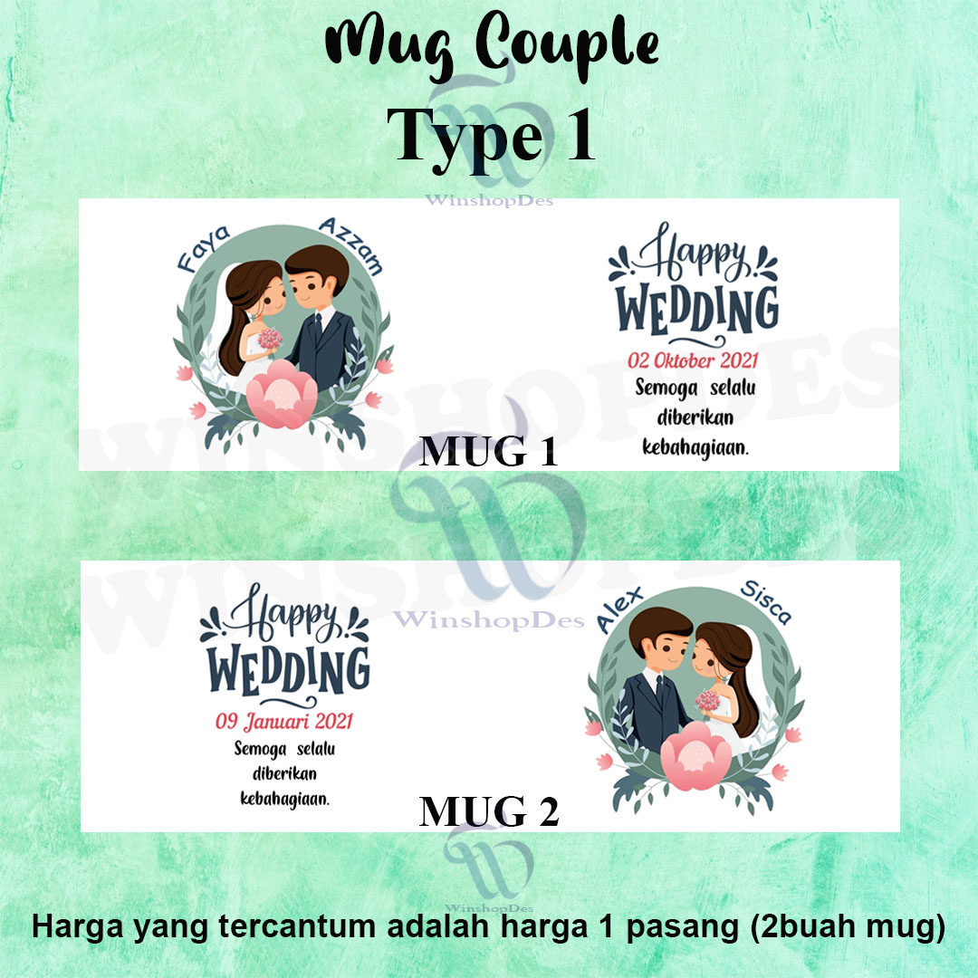 Mug Couple / Mug Happy Wedding / Kado Pernikahan / Mug Custom (PALING ...