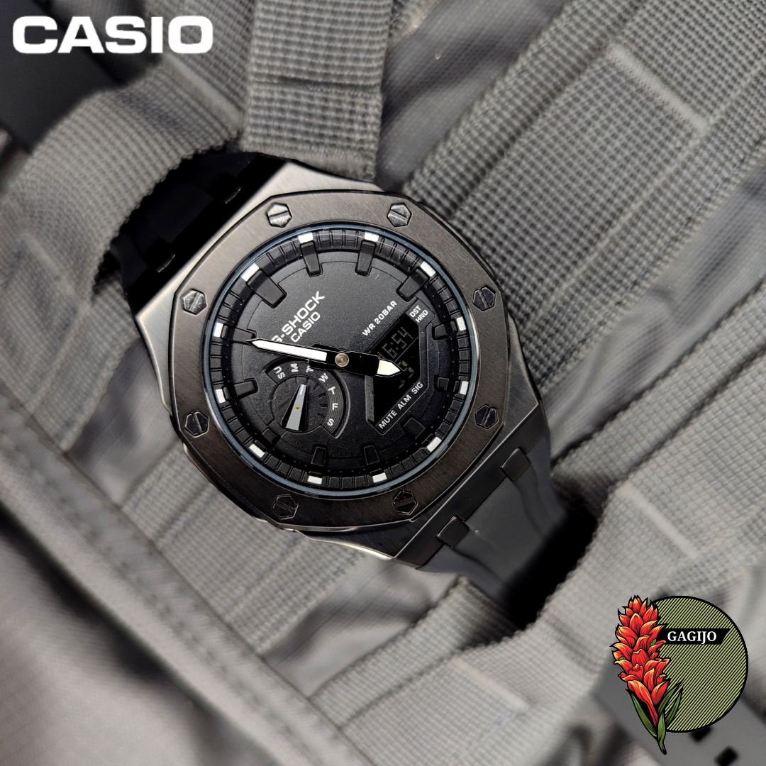 Casio G-Shock GA-2100 Custom CasiOak Gen 1 Series Full Black Jam Tangan ...