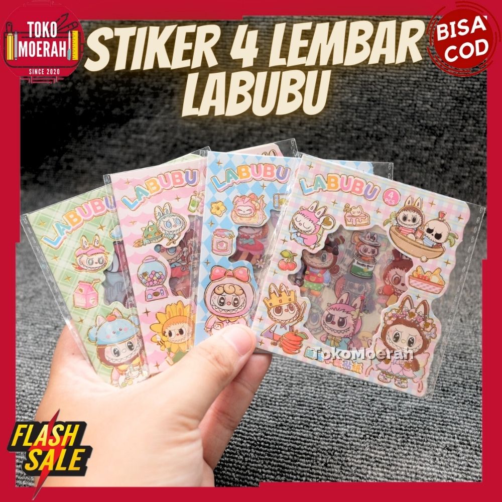 STIKER LABUBU 4 LEMBAR STICKER 1 PACK 4 Lembar LABUBU LUCU UNIK MURAH ...