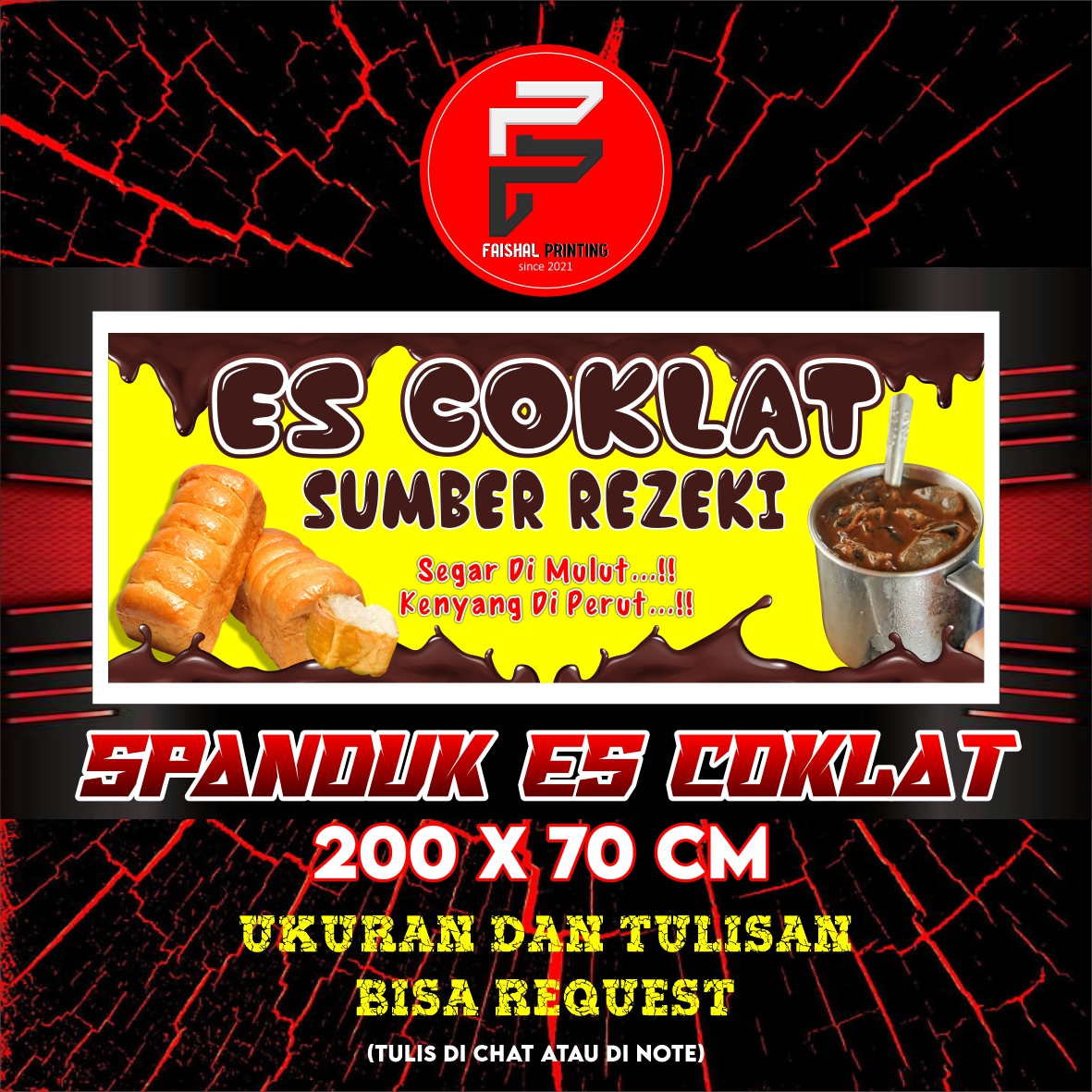 Spanduk Es Coklat / Banner Es Coklat / Banner Kustom Ukuran 200 x 70 cm ...