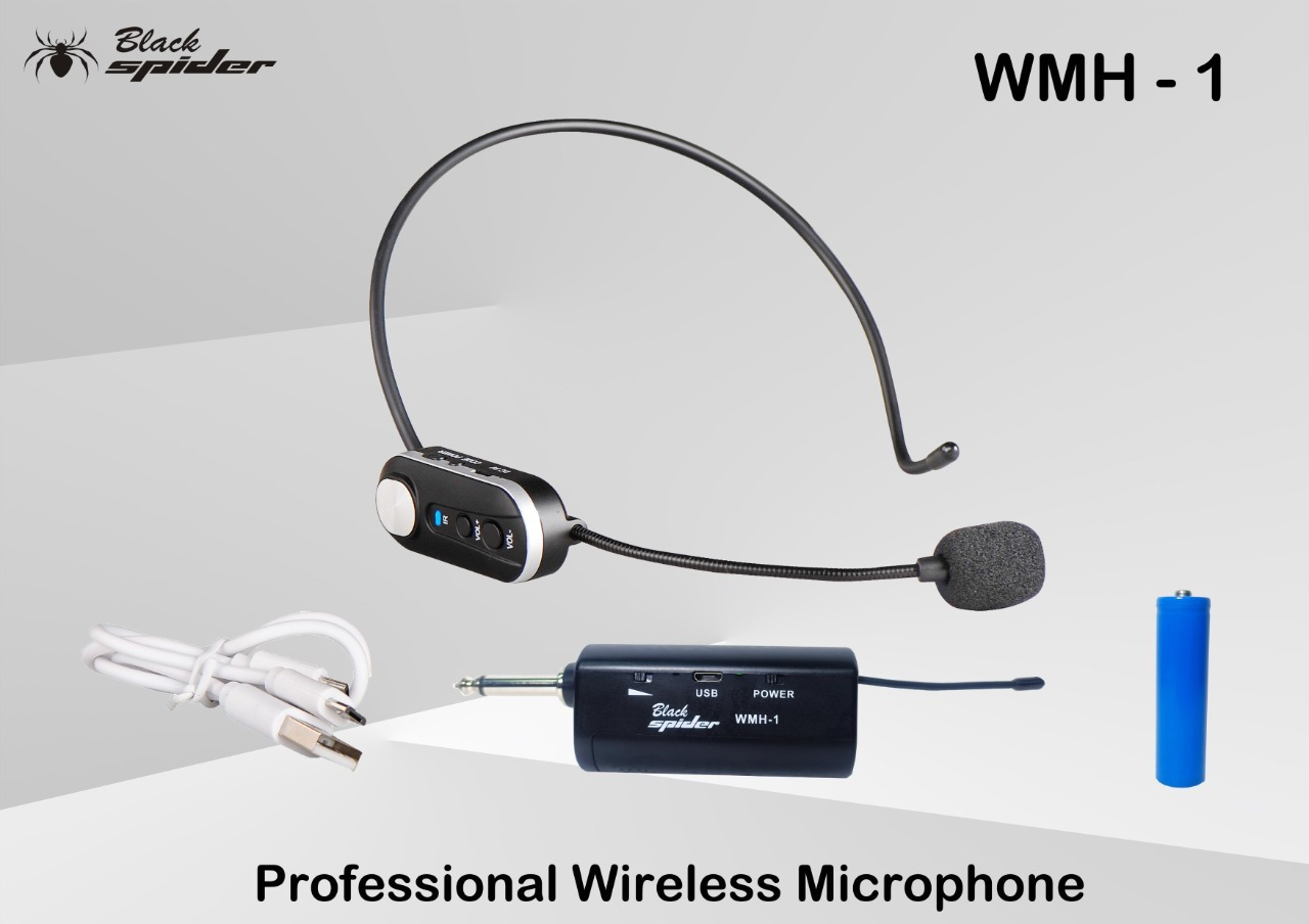 MIC WIRELESS HEADSET BLACK SPIDER WMH-1 WIRELESS MICROPHONE BANDO ...