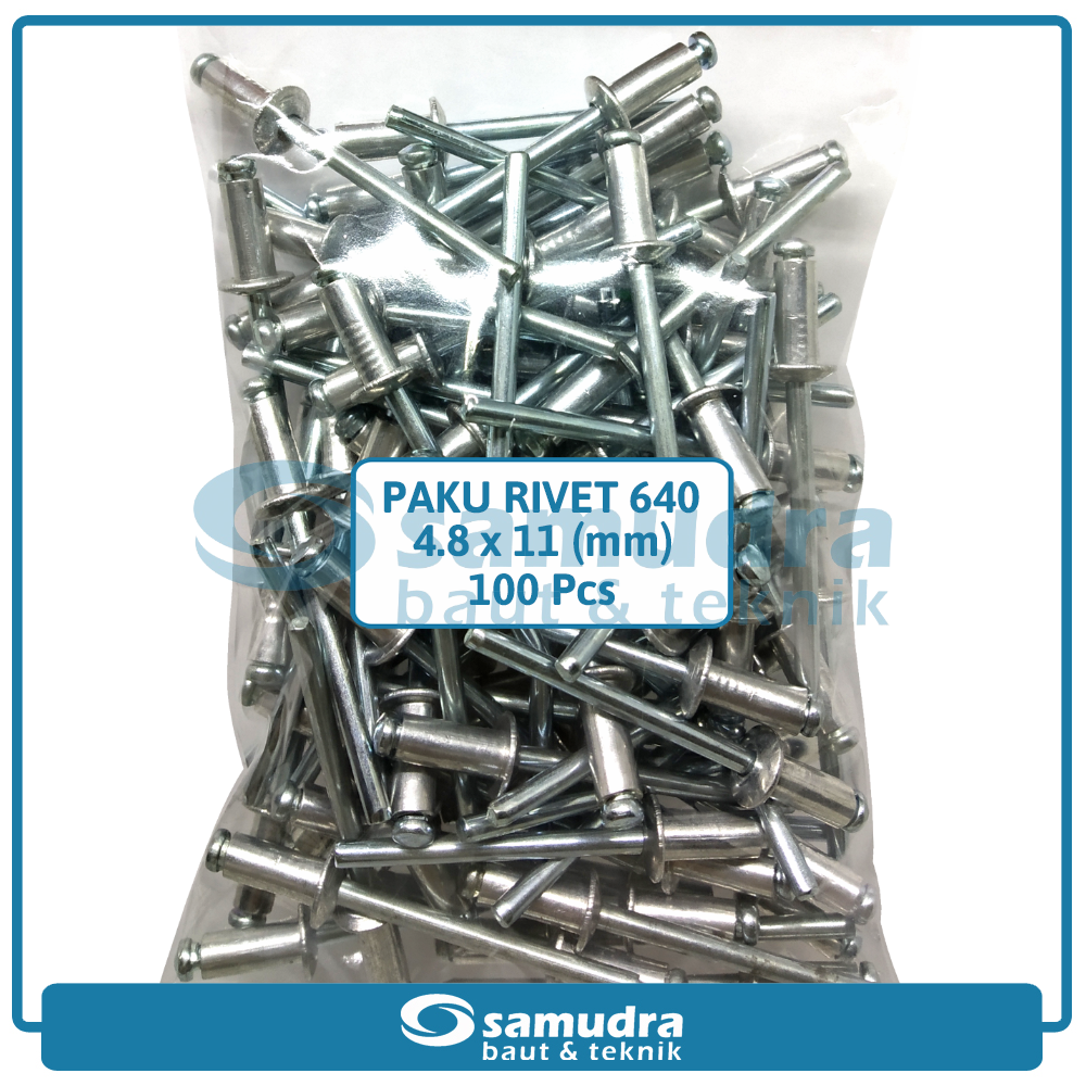 SMD Paku Rivet 640 100 pcs 4.8 x 11 mm Blind Rifet Tembak Aluminium ...