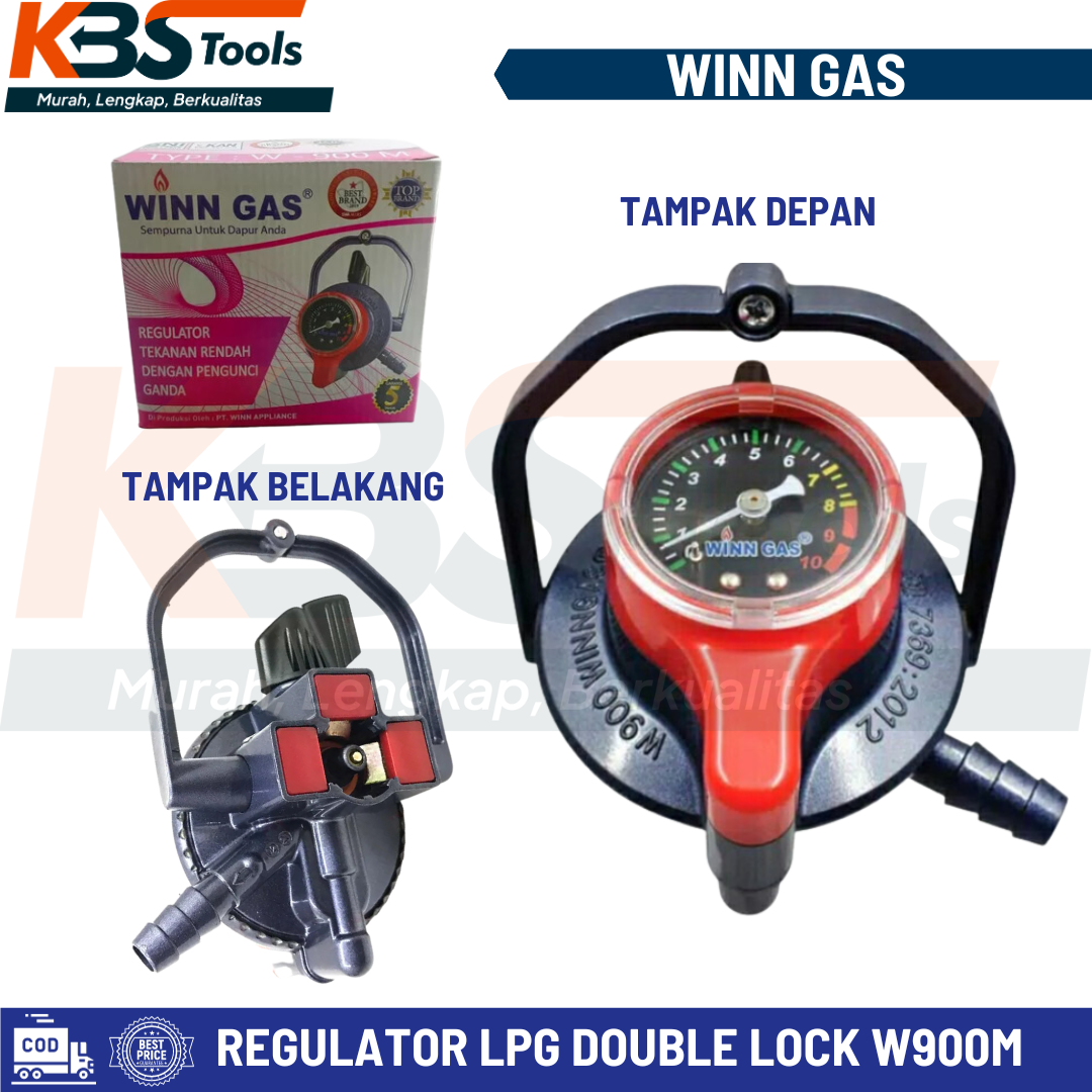 Winn Gas W 900M Regulator Meteran LPG Double Lock Tekanan Rendah W900M ...