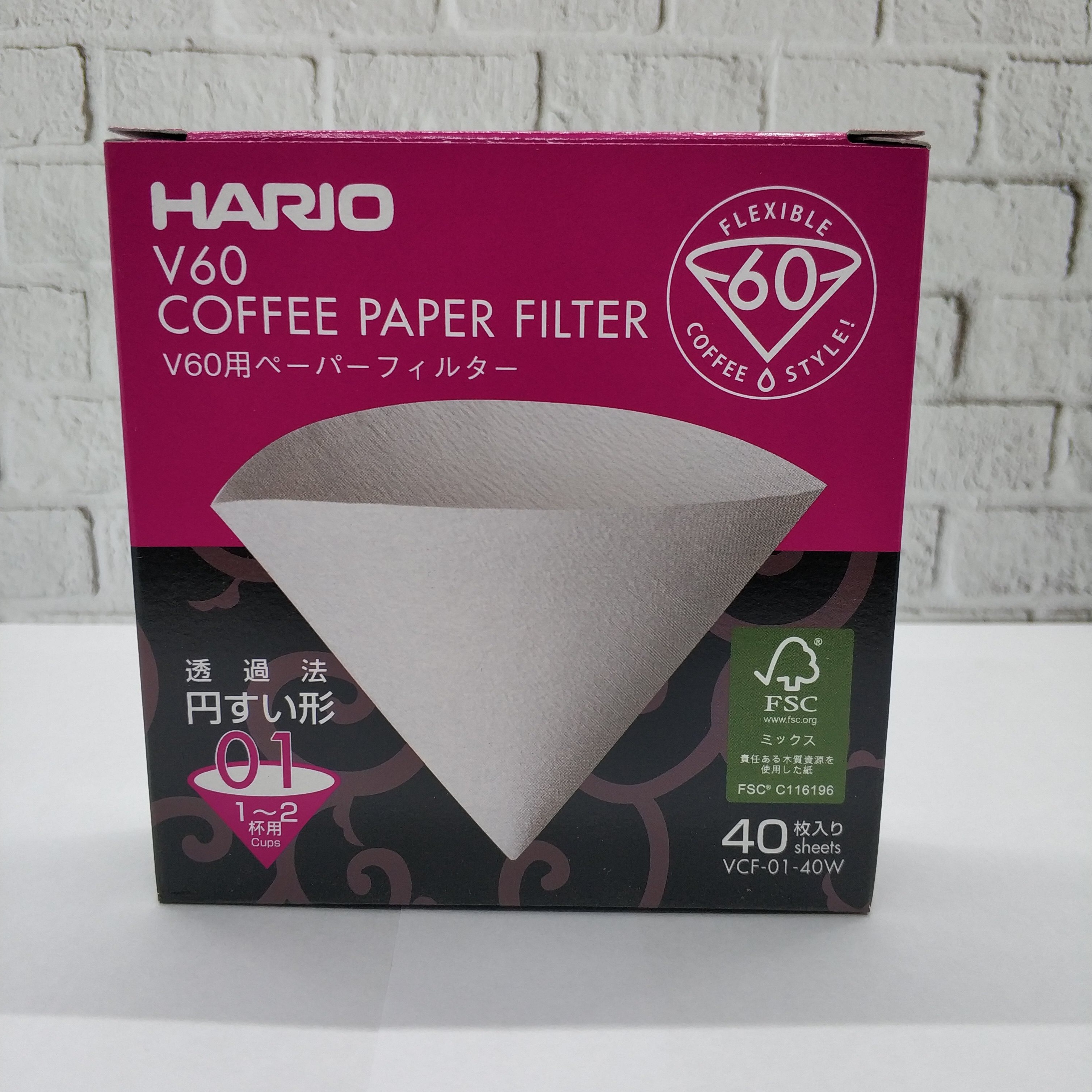 Hario V60 filter paper white 01 40 lembar VCF-01-40W Original | Lazada ...