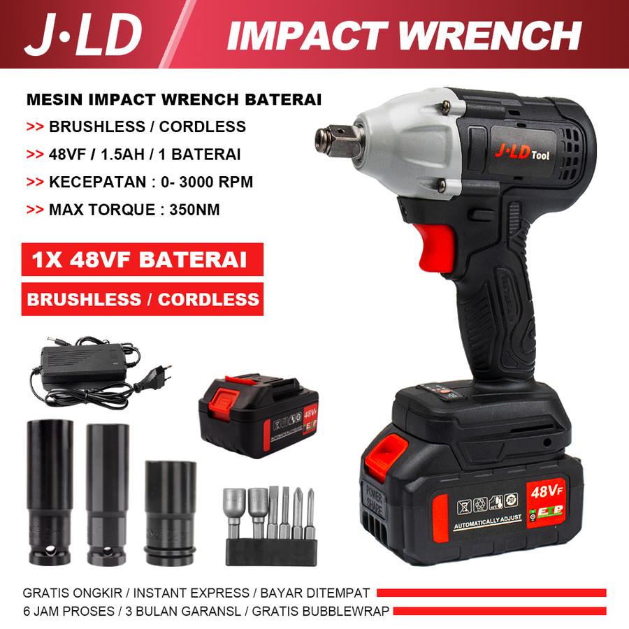 BOR JLD 48S CORDLESS IMPACT WRENCH BRUSHLESS 1 BATERAI LENGKAP | Lazada ...