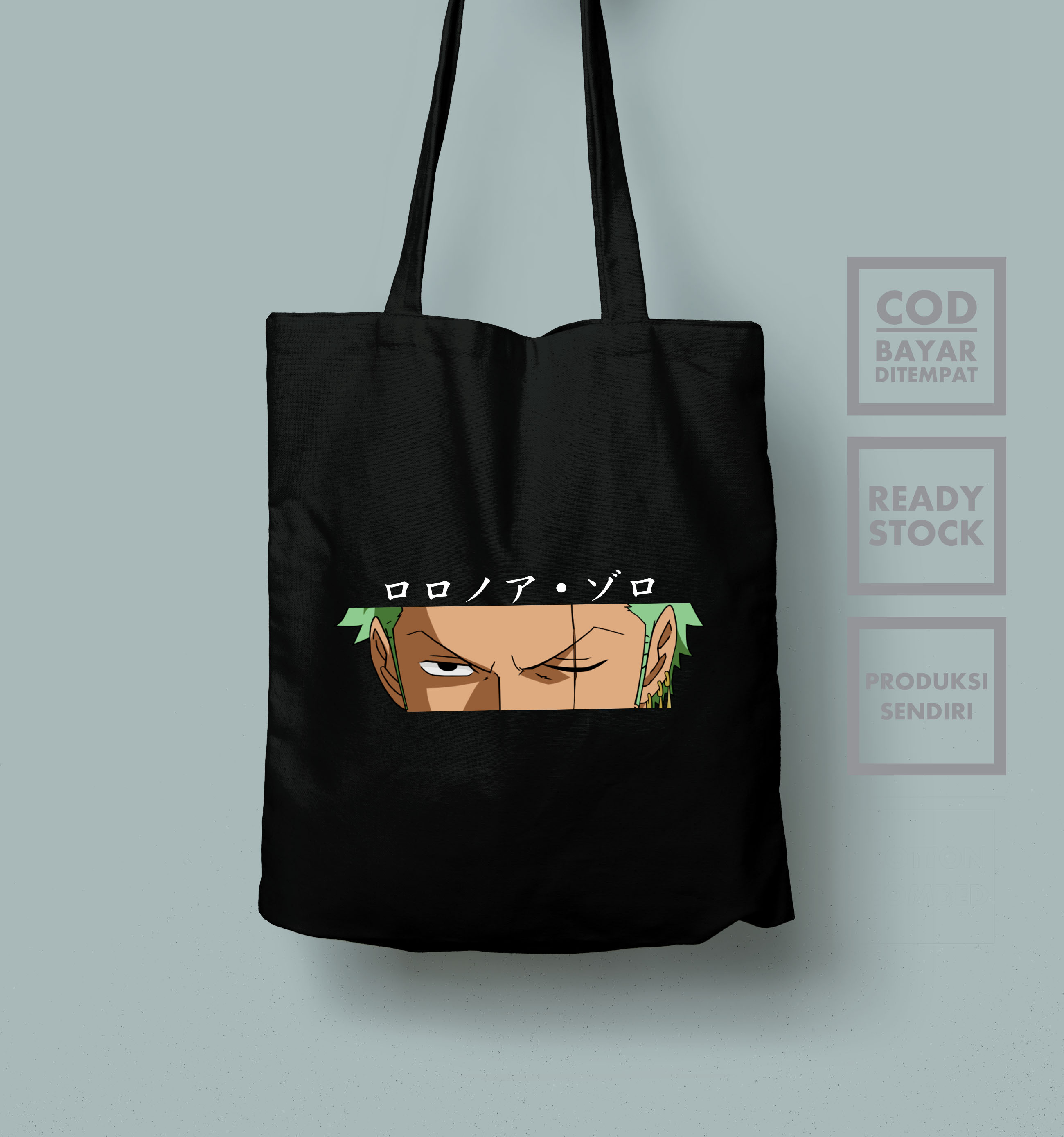 TOTE BAG RESLETING ANIME JEPANG MATA ZORO SEMI KANVAS | Lazada Indonesia