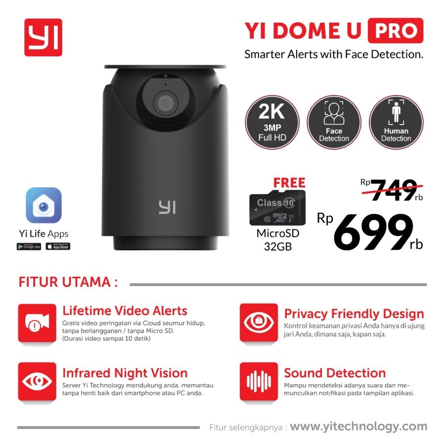 Xiaomi Yi Dome U PRO 3MP Xiao Yi Outdoor CCTV IP Camera 1080P Garansi ...